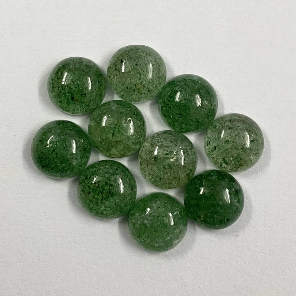 Natural 9mm Green Strawberry Quartz Round Cabochons Loose Gems